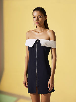 Buy The Dapper Lady Twilight Zipped Dress - Blue Online