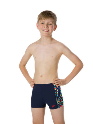 Buy Speedo Boy's Endurance10 Panel Print Aquashort - Navy & Pure Orange ...