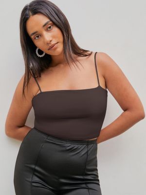 Buy Cider Brown Solid Classic Crop Top (XXS) Online