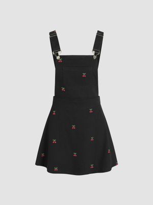 Buy Cider Black Cherry Embroidery Buckle Up Pocket Mini Dress (L) Online