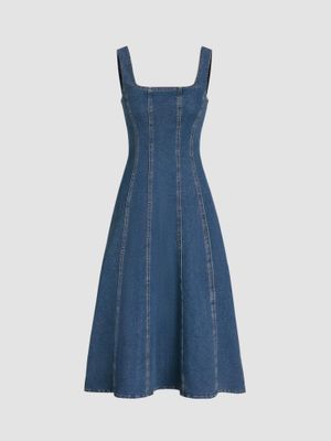 Buy Cider Blue Denim Ruffle Cami Maxi Dress (M) Online
