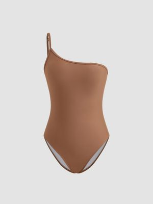 Buy Cider Shaping Asymmetrical Neck One Piece Swimsuit (XS) Online