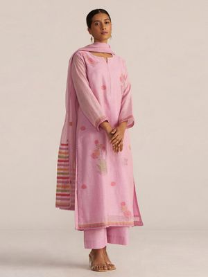 Buy Ganga Fashions Fragrant Woven Chanderi Linen Kurta with Pant and ...