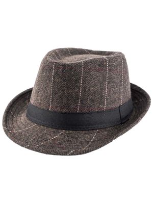 Buy The Tie Hub Threaded Brown Fedora Hat Online