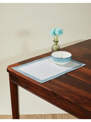 Buy Fabindia Blue Tuhina Cotton Mat Set of 6 Online