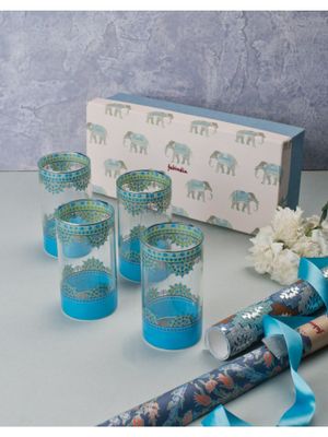 Buy Fabindia Blue Tuhina Glass Gift Set Online