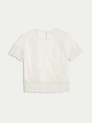 Buy Marks & Spencer Linen Rich Embroidered Lace Detail Top (XS) Online