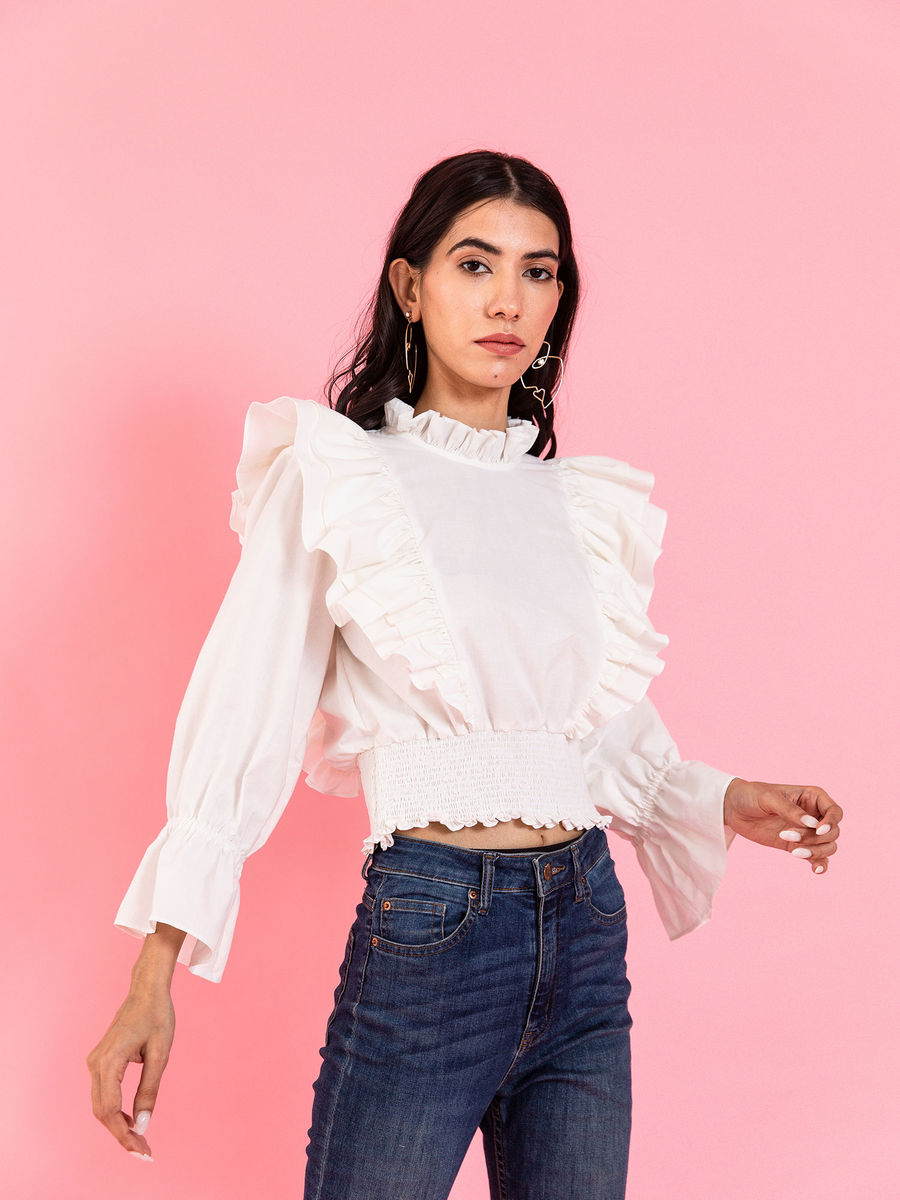 Buy Stylish Ruffled Tops Collection At Best Prices Online