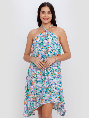 Buy Zink London Women's Off Multi-Color Printed Mini Dress Online
