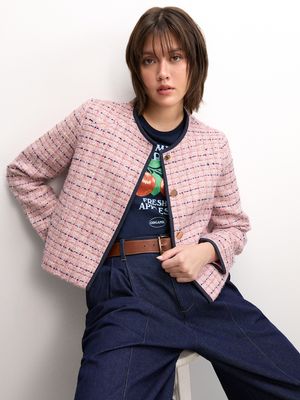 Buy Pomelo Tweed Jacket - Pink (M) Online