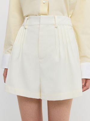 Buy Pomelo Side Pleated Shorts - Ivory (XS) Online