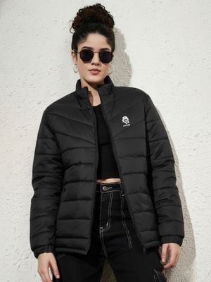 Buy LEOTUDE Black Mandarin Neck Solid Jacket (S) Online