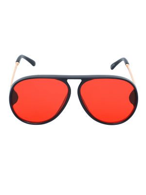 Buy Spiky Black Frame Red UV Protected Lens Aviator Sunglasses Online