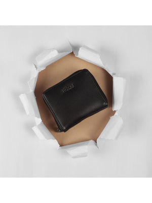 Buy Mochi Solid Black Casual Wallet Online