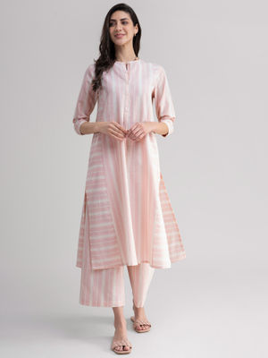 Pink Fort Kurta Set : Buy Pink Fort Mix Of Stripes Kurta Set - Pink And ...