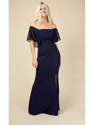 Buy Little Mistress Hannah Navy Blue Bardot Maxi Dress (8) online