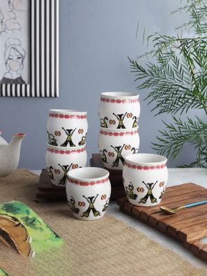 Buy The Decor Mart Kullad Chai Cups with Animal Motif - Set of 6 Online