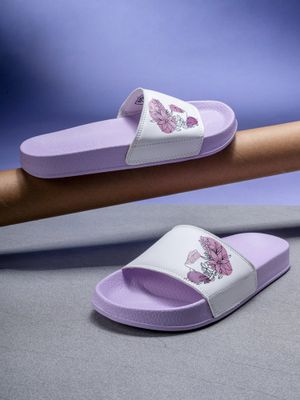 Buy Red Tape Women Printed Purple Sliders Online