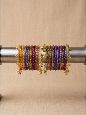 Buy NVR Women 24 Multi-Color with 8 Gold Plated Kashmiri Bangles ...