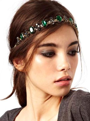 Buy Yellow Chimes Women Green Crystal Beaded Headchain Online
