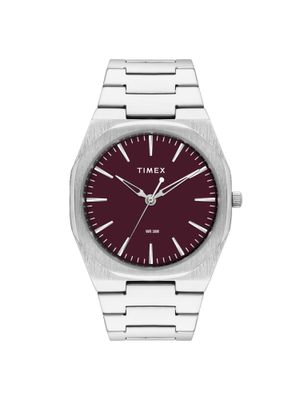 Buy Timex Men Wine Round Dial Stainless Steel Analog Watch-TWEG30100 (M ...