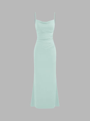 Buy Cider Cowl Neck Ruched Backless Maxi Dress (XXS) Online