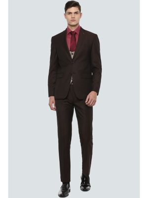 Buy Louis Philippe Maroon Three Piece Suit Online