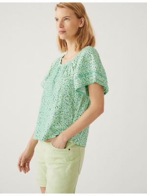 Buy Pure Cotton Green Floral Top Online