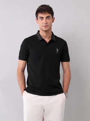 Buy U.S. Polo Assn. Denim Co. Black Mens Solid Muscle Fit Polo T-Shirt ...