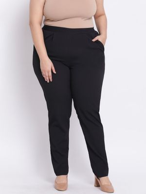 Buy Oxolloxo Black Delta Solid Plus Size Pant (2XL) Online