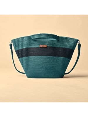 Buy Zolo Label Cotton Turquoise Shoulder Bag Online