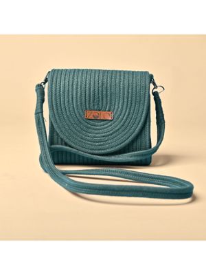 Buy Zolo Label Pista Green Cotton Crossbody Bag Online