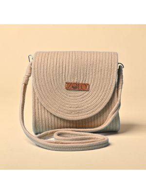 Buy Zolo Label Beige Cotton Crossbody Bag online