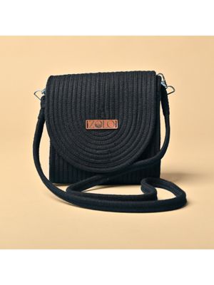 Buy Zolo Label Black Cotton Crossbody Bag Online