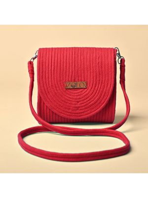 Buy Zolo Label Red Cotton Crossbody Bag Online