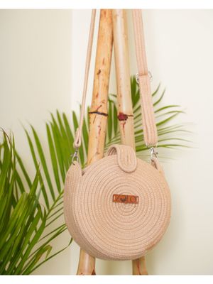 Buy Zolo Label Mini Moon Shaped Beige Crossbody Bag Online