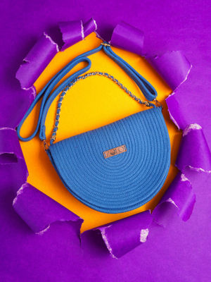 Buy Zolo Label Blue Cotton Sling Bag Online