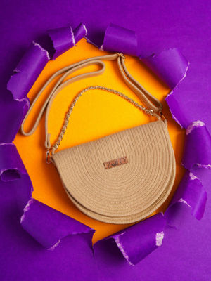 Buy Zolo Label Beige Cotton Sling Bag Online