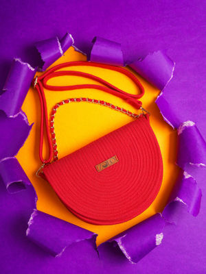 Buy Zolo Label Red Cotton Sling Bag Online