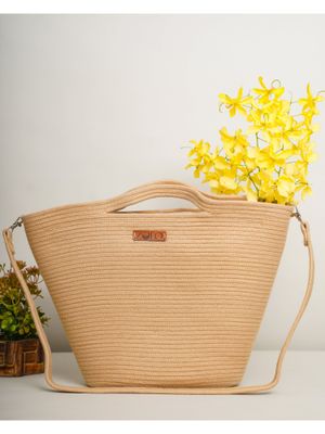 Buy Zolo Label Cotton Beige Shoulder Bag online