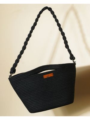 Buy Zolo Label Black Cotton Basket Bag Online