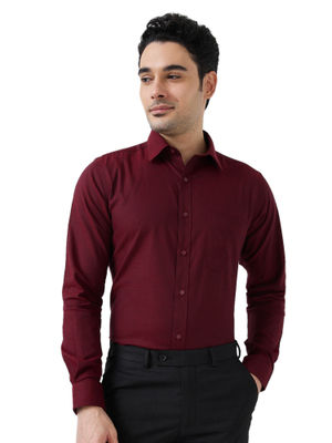 Buy Raymond Slim Fit Solid Dark Red Shirt (38) Online