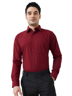 Buy Raymond Slim Fit Solid Medium Red Shirt (46) Online