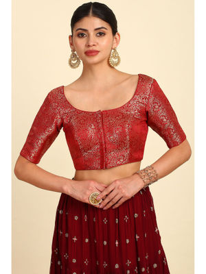 Buy Soch Womens Maroon Ethnic Motifs Woven Design Silk Blend Padded ...