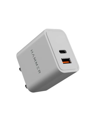 Buy HAMMER 20W Dual Port USB & Type-C PD Fast Charger Adapter White Online