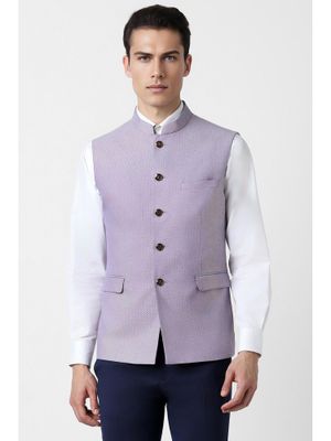 Buy Van Heusen Men Lilac Textured Wedding Nehru Jacket (36) Online
