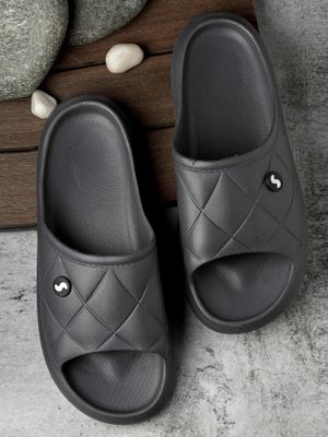 Buy SOLETHREADS Dribble Grey Solid Men Slides Online