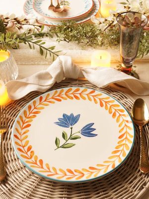 Buy Pure Home + Living Orange Hand Painted Dinner Plate Online