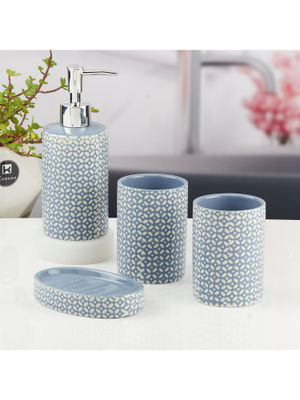 Buy Kookee Blue Ceramic Bathroom Modern Luxury Bath Accessories (Set of ...