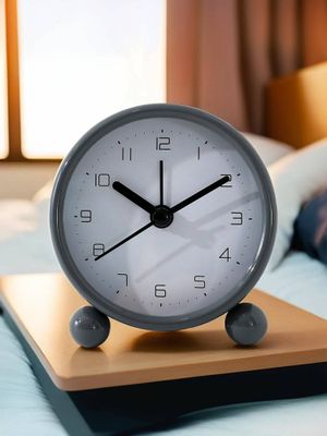 Buy Savya Home Grey Round Shaped Alarm Clock Online